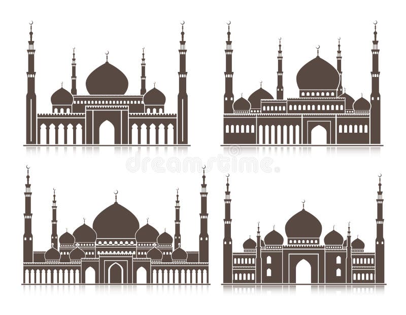 Set of Mosque or Masjid Elements Stock Vector - Illustration of islamic ...