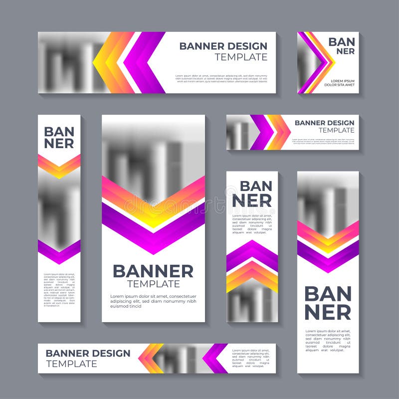 Set of Most Effective Web Banner Sizes, Layout Background Design ...