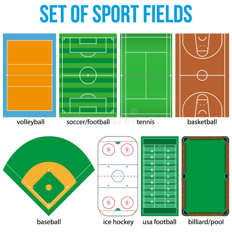 Set of Most Popular Sample Sport Fields. Stock Vector - Illustration of ...