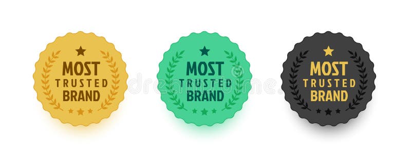 Set of Most Trusted Brand Sticker in Various Color Stock Illustration ...