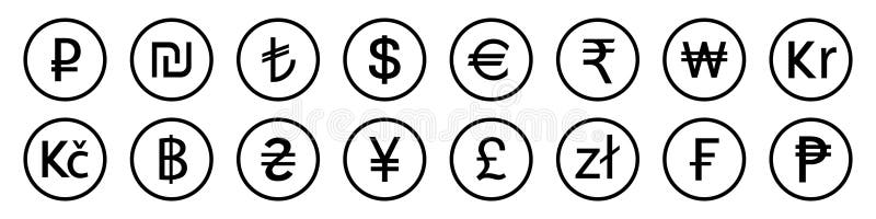 Set of Most Used Currency Symbols Icon Stock Vector - Illustration of ...