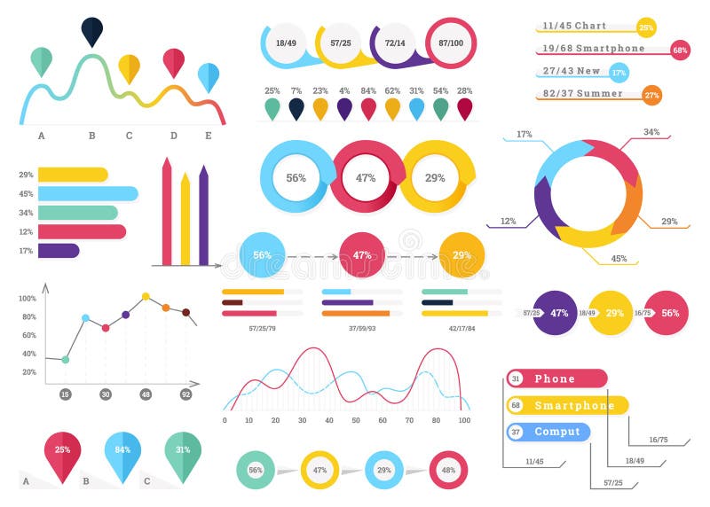 Set of Most Useful Infographic Elements - Bar Graphs, Pie Charts, Steps ...