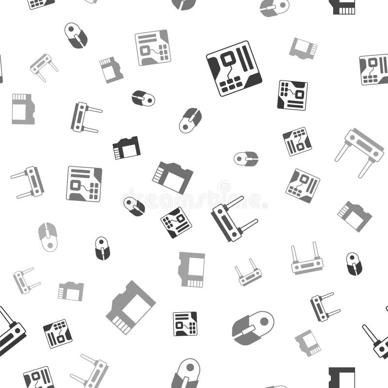 Set Motherboard Digital Chip, Computer Mouse, Router and Wi-fi Signal ...