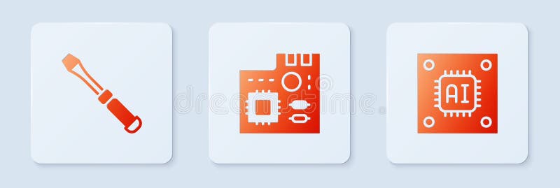 Set Motherboard Digital Chip, Screwdriver and Processor with ... Set Motherboard Digital Chip, Screwdriver and Processor with ...