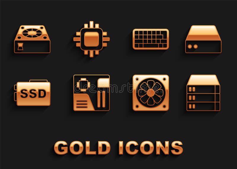 Set Motherboard Digital Chip, Server, Data, Web Hosting, Computer Cooler, SSD Card, Keyboard ...