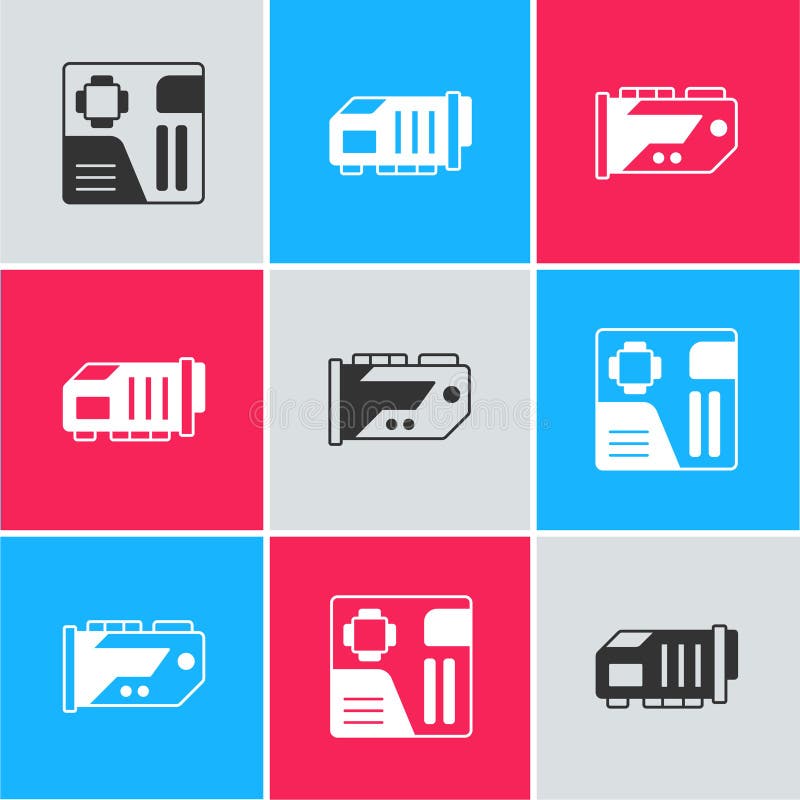 Set Motherboard Digital Chip, Video Graphic Card and Icon. Vector Stock ... Set Motherboard Digital Chip, Video Graphic Card and Icon. Vector Stock ...