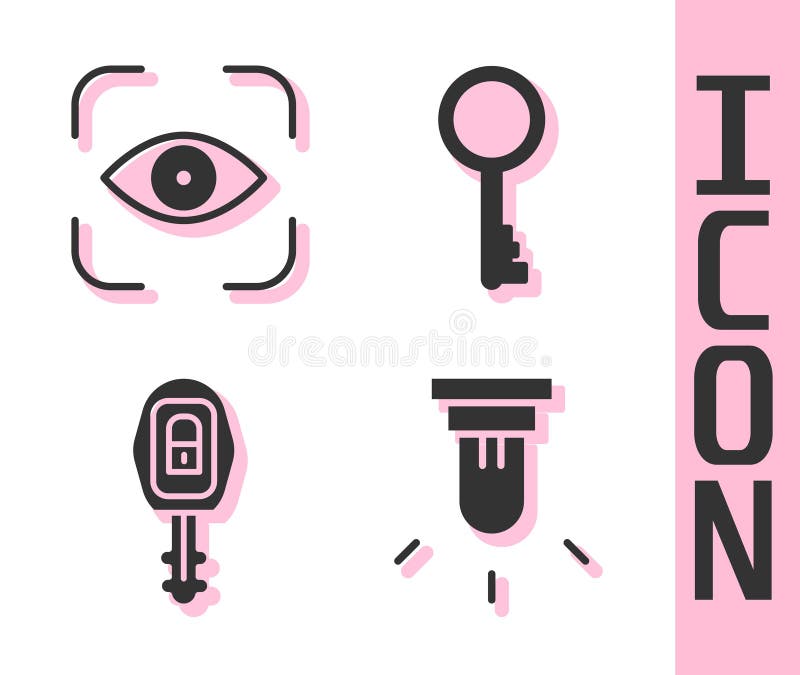 Set Motion Sensor, Eye Scan, Car Key with Remote and Old Key Icon ...