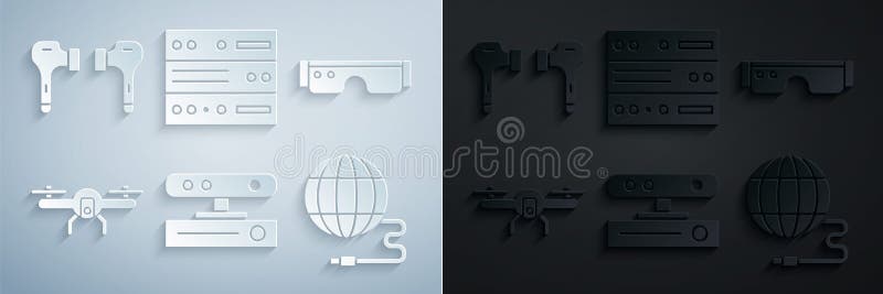 Set Motion Sensor, Smart Glasses, Drone Flying, Social Network, Server, Data, Web Hosting and ...