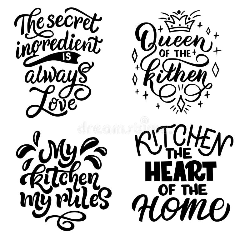 A Set of Motivational Phrases about Kitchen Stock Vector - Illustration ...