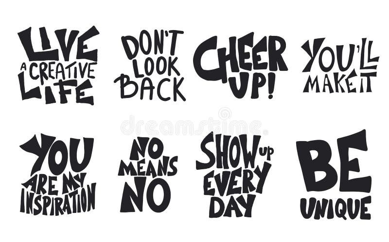 Set Of Motivational Quotes Isolated Vector Text Stock Vector