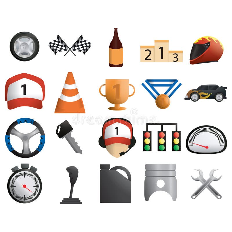 Set of Motor Racing Icons. Vector Illustration Decorative Design Stock ...