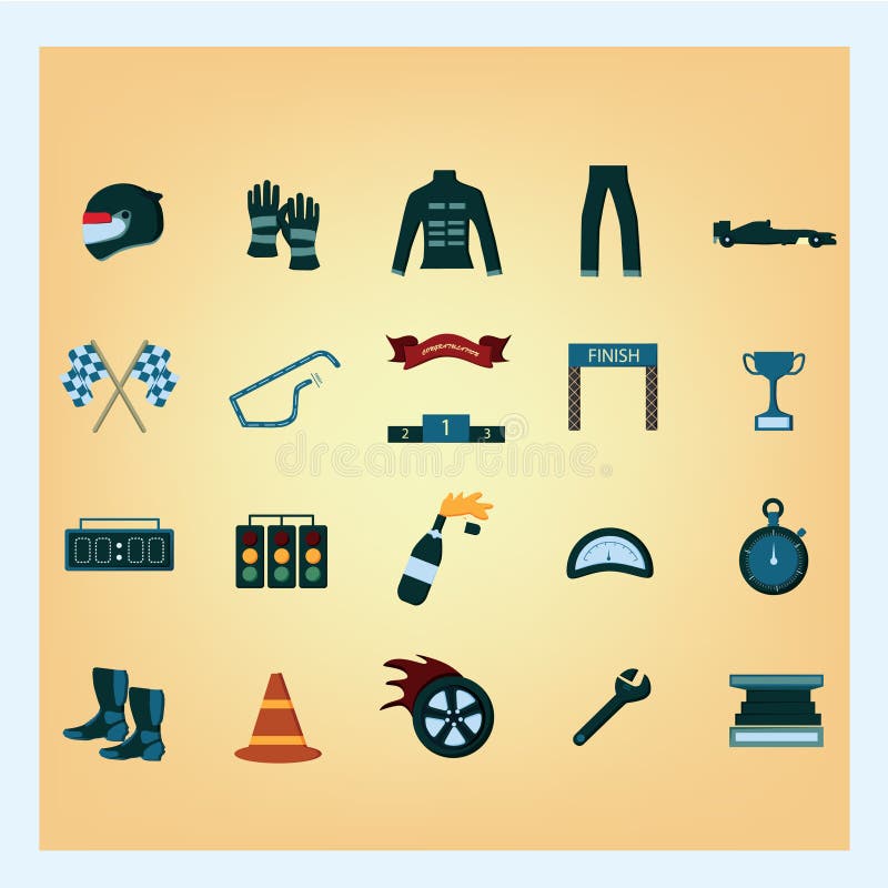 Set of Motor Racing Icons. Vector Illustration Decorative Design Stock ...