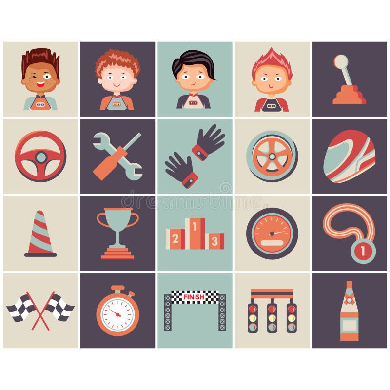 Set of Motor Racing Icons. Vector Illustration Decorative Design Stock ...
