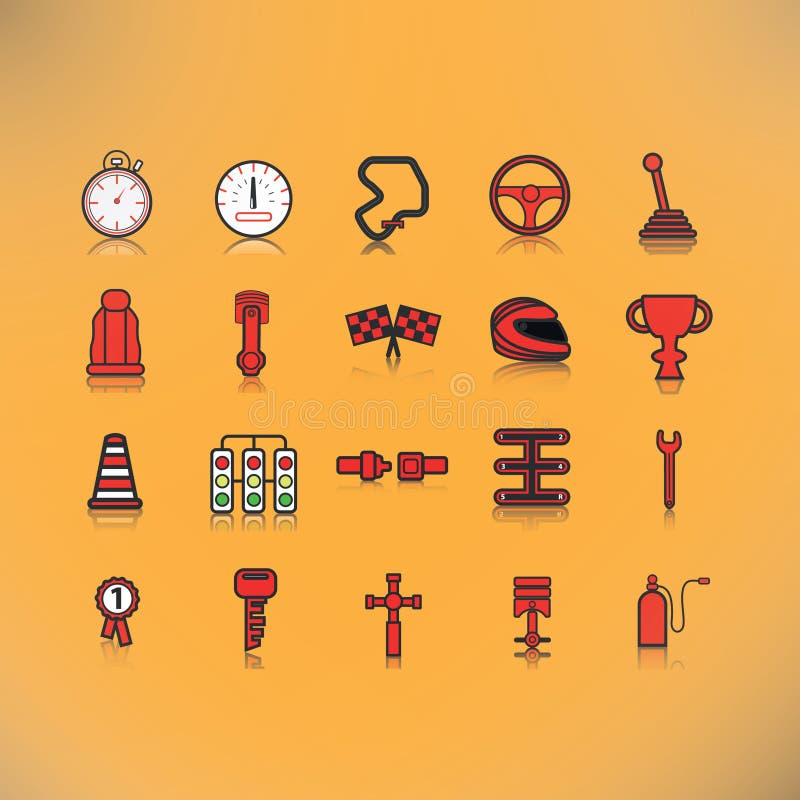 Set of Motor Racing Icons. Vector Illustration Decorative Design Stock ...