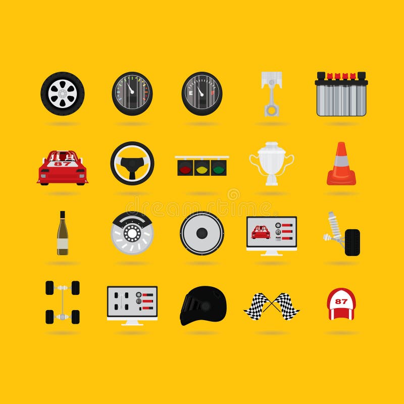Set of Motor Racing Icons. Vector Illustration Decorative Design Stock ...