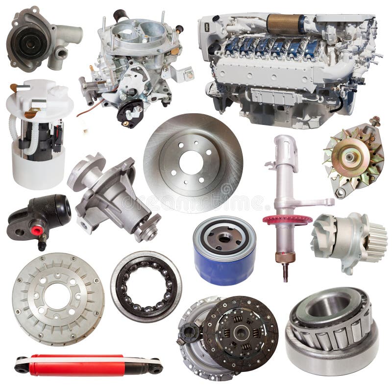 Set of Motor and Spare Parts Stock Photo - Image of automobile, drum ...
