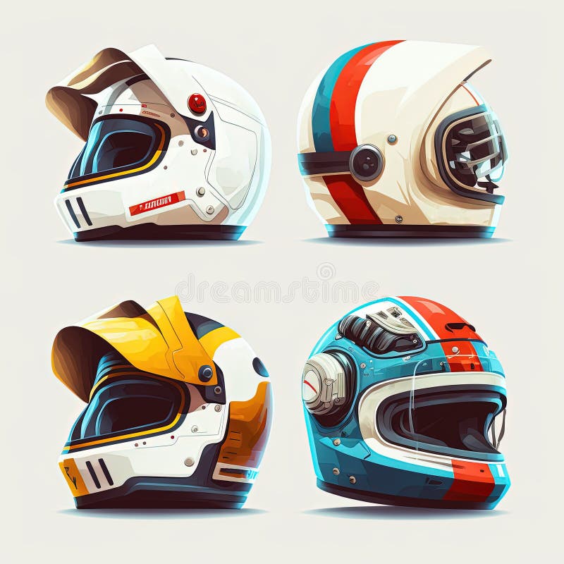 Motorcycle Helmets in Colorful Design. Generative AI Stock Illustration ...