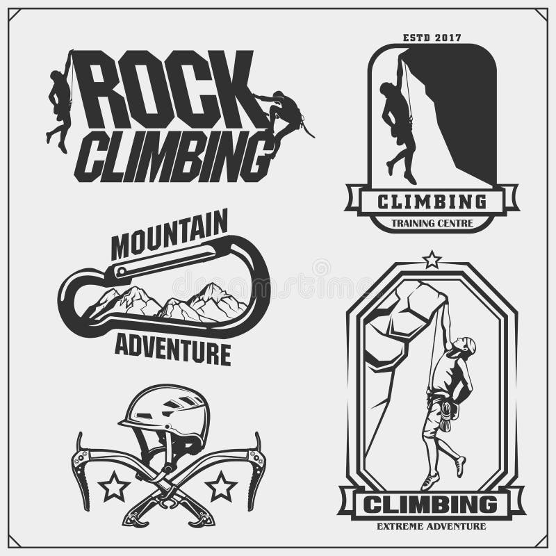 Set of Mountain Climbing Labels, Emblems and Design Elements. Rock ...