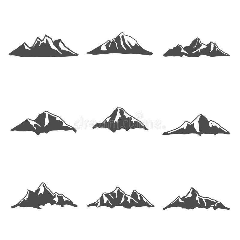 Set of Mountain Icons Vector Illustration Stock Vector - Illustration ...