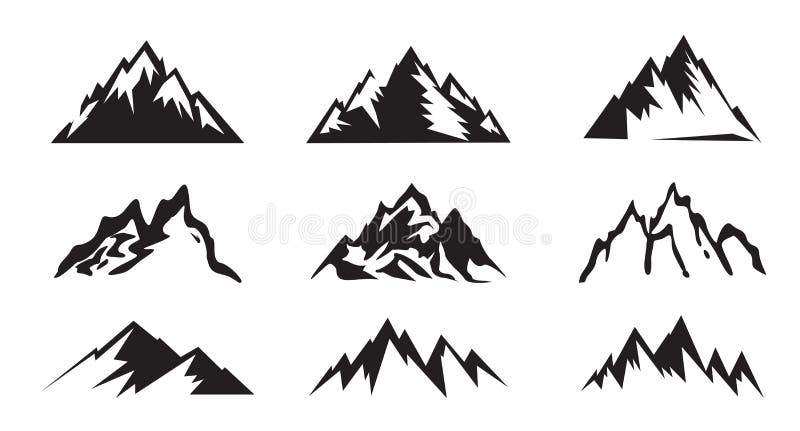 Set Mountain Outline Images. Vector Illustration Stock Vector ...