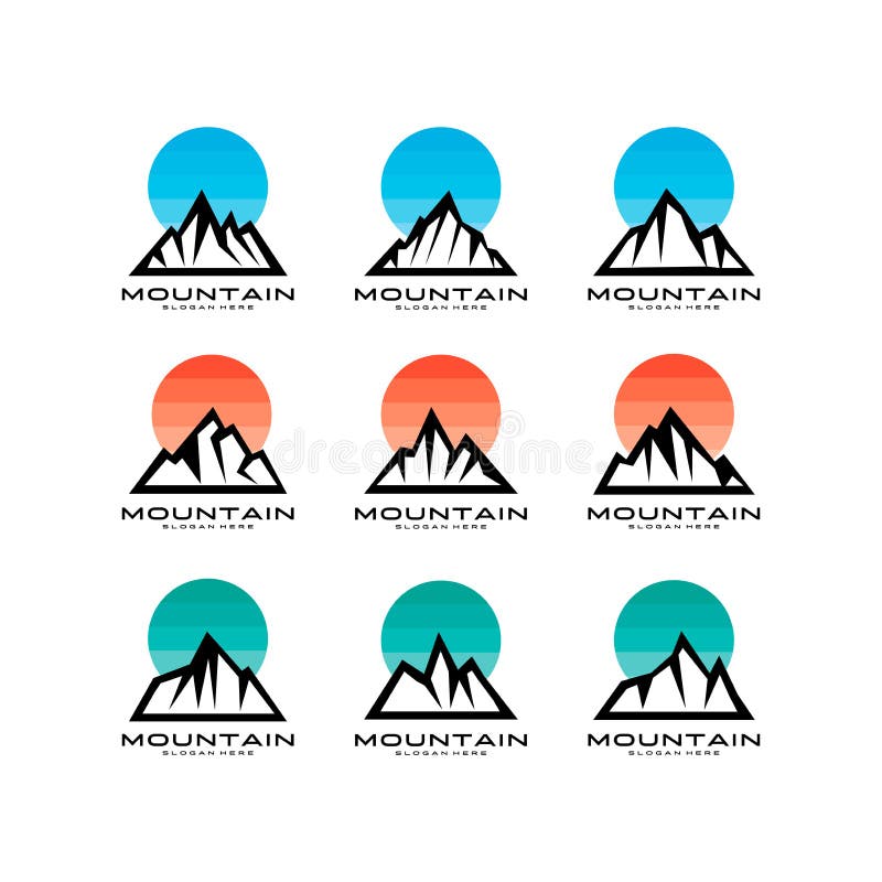Set of Mountain and Sky Logo Vector Template Stock Vector ...
