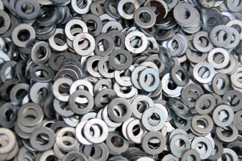 A Set of Mounting Washers. Flat Metal Washer. Background. Stock Image ...