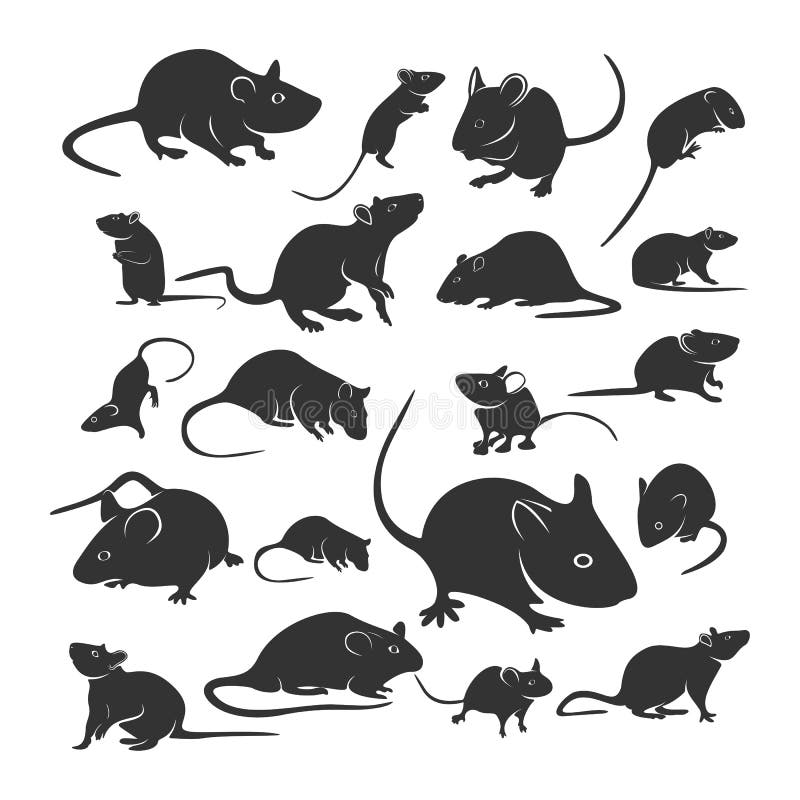 Set of Mouse Design Vector. Silhouette of Mouse Stock Vector ...