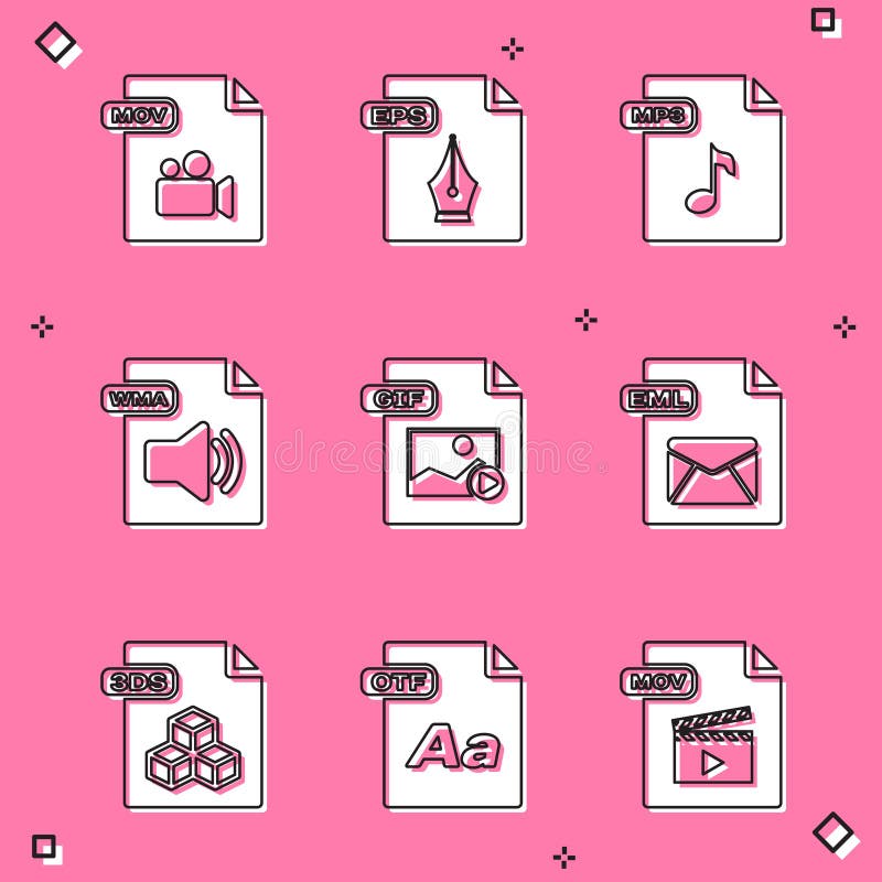 Set MOV File Document, EPS, MP3, WMA, GIF, EML, 3DS and OTF Icon ... Set MOV File Document, EPS, MP3, WMA, GIF, EML, 3DS and OTF Icon ...