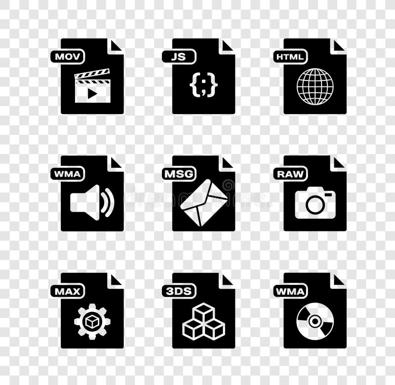 Set MOV File Document, JS, HTML, MAX, 3DS, WMA, and MSG Icon. Vector ... Set MOV File Document, JS, HTML, MAX, 3DS, WMA, and MSG Icon. Vector ...