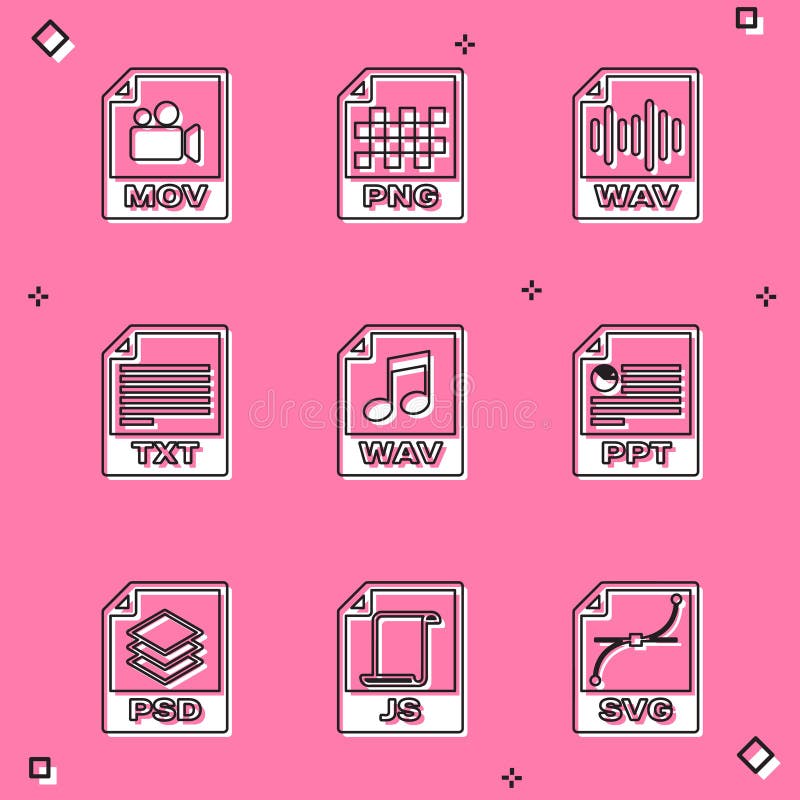 Set MOV File Document, PNG, WAV, TXT, and PPT Icon. Vector Stock Vector ... Set MOV File Document, PNG, WAV, TXT, and PPT Icon. Vector Stock Vector ...