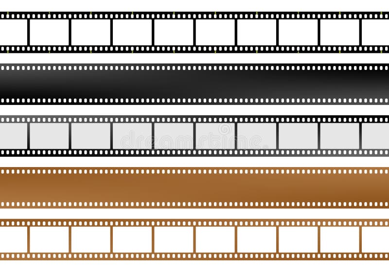 Set of Movie and Camera Blank Film Strips of Different Colors with ...