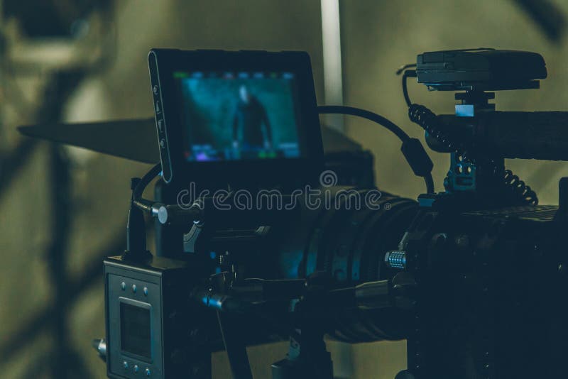 On-set movie camera stock image. Image of director, crew - 118829443