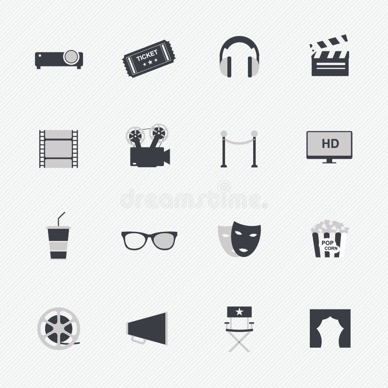 Set of 3d Movie Design Elements and Cinema Objects in Cartoon Style ...