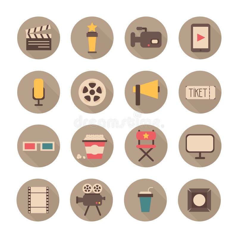 Set of Movie Design Elements and Cinema Icons in Stock Vector ...