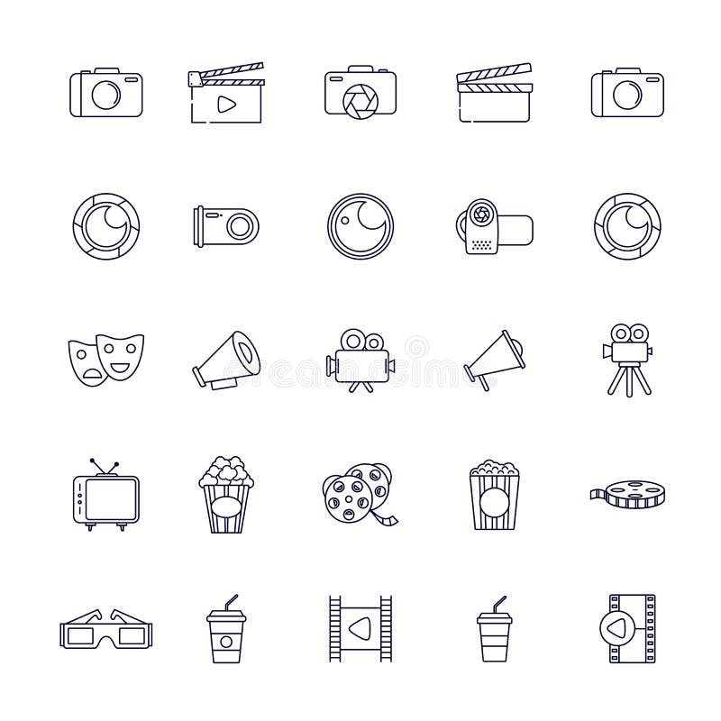 Set of Movie Icon Logo Vector Template Creative Movie Logo Concept Icon ...