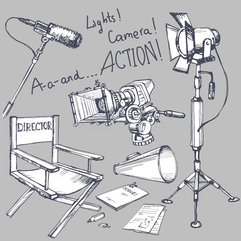 Set of movie make objects stock vector. Illustration of equipment ...