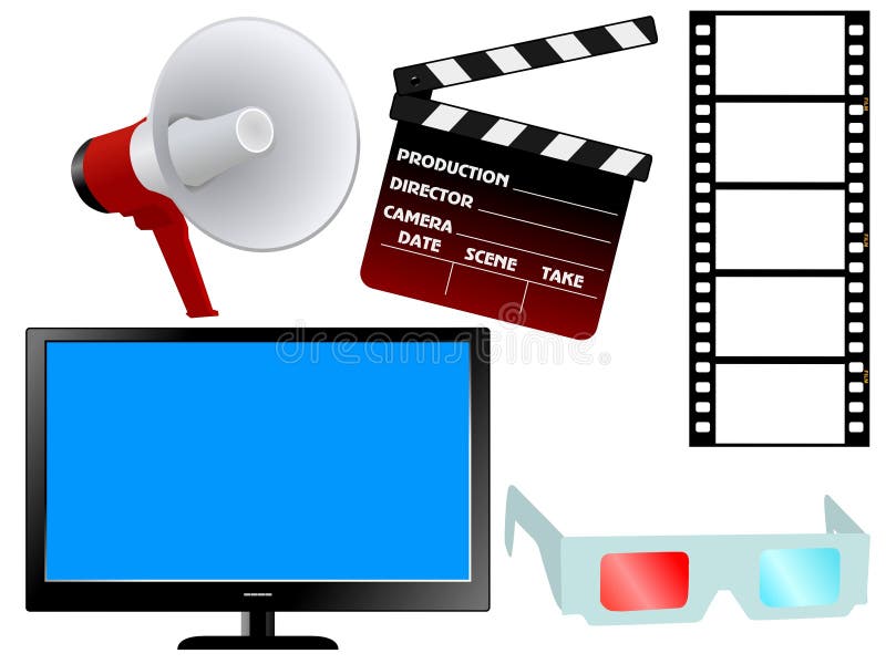 Set of movie objects stock vector. Illustration of stereo - 17406885