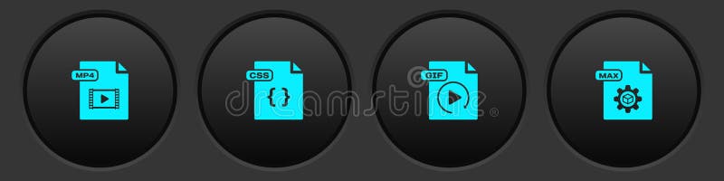Set MP4 File Document, CSS, GIF and MAX Icon. Vector Stock Vector ... Set MP4 File Document, CSS, GIF and MAX Icon. Vector Stock Vector ...