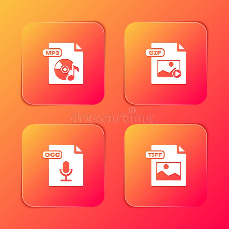 Set MP3 File Document, GIF, OGG and TIFF Icon. Vector Stock Vector ... Set MP3 File Document, GIF, OGG and TIFF Icon. Vector Stock Vector ...