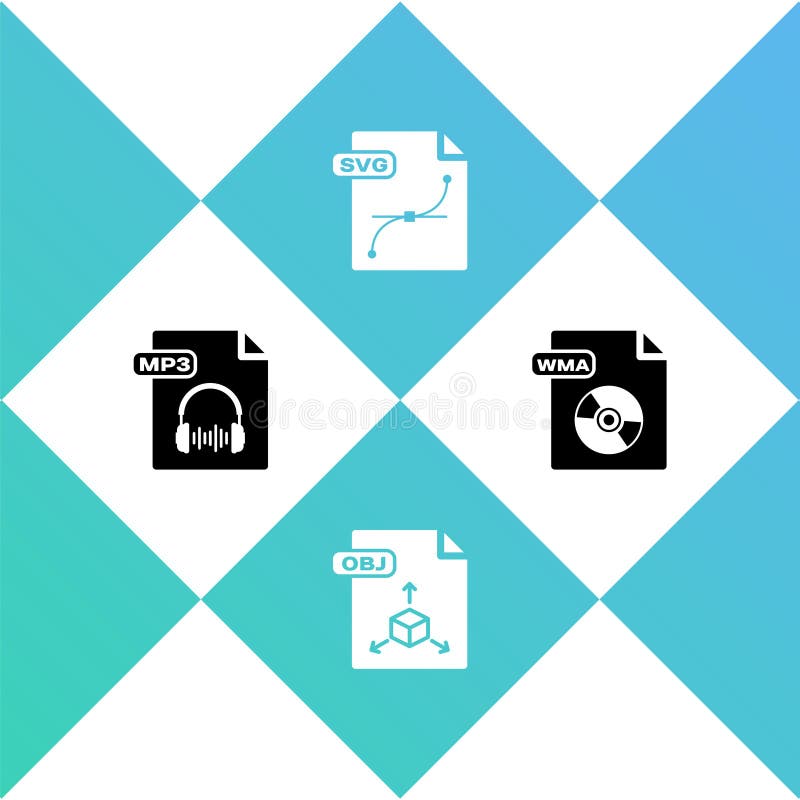 Set MP3 File Document, OBJ, SVG and WMA Icon. Vector Stock Vector ... Set MP3 File Document, OBJ, SVG and WMA Icon. Vector Stock Vector ...