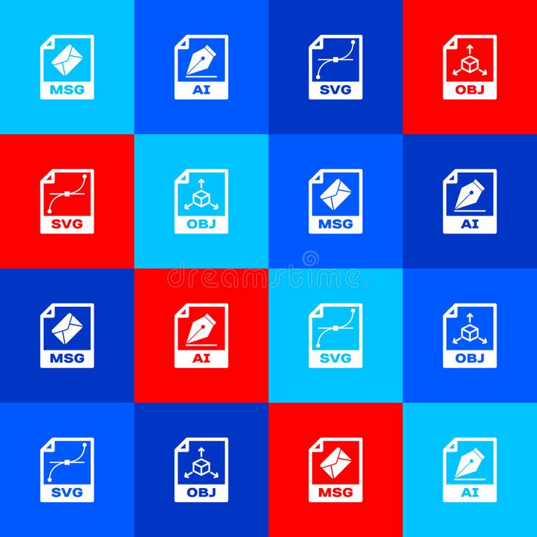 Set MSG File Document, AI, SVG and OBJ Icon. Vector Stock Vector ...