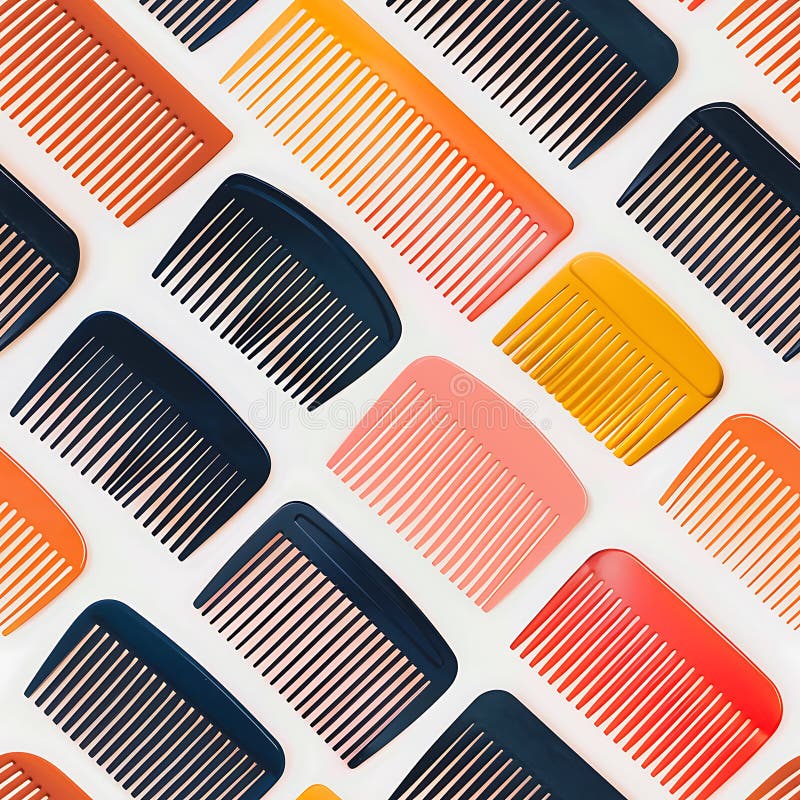 A Set of Multi Color Combs Laying Flat in a Repeating Pattern Stock ...