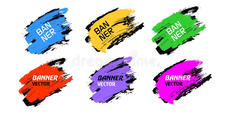 Set of Multi-colored Advertising Banners. Strip of Paint on a White ...