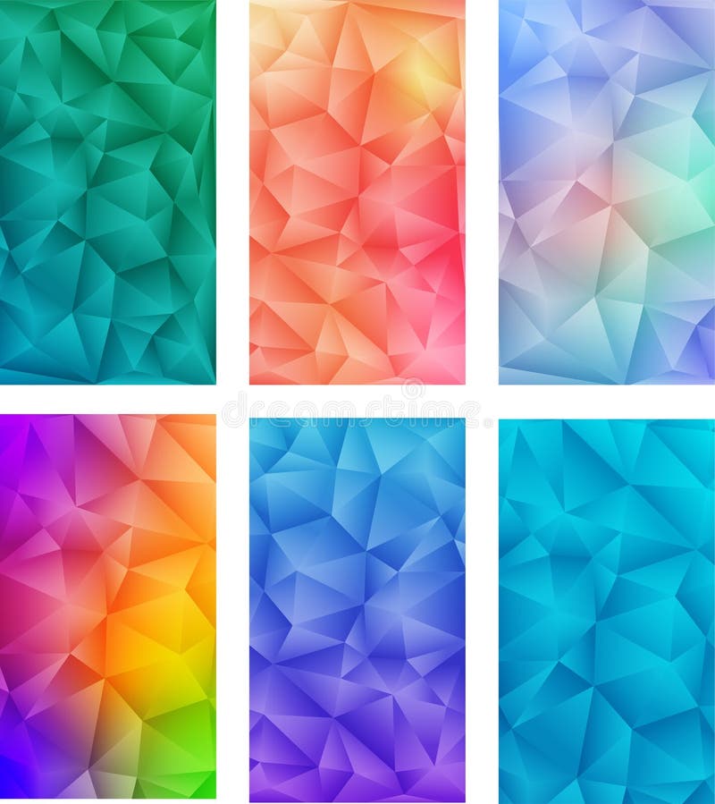 Set of Multi-colored Backgrounds in Low Poly Style Stock Vector ...