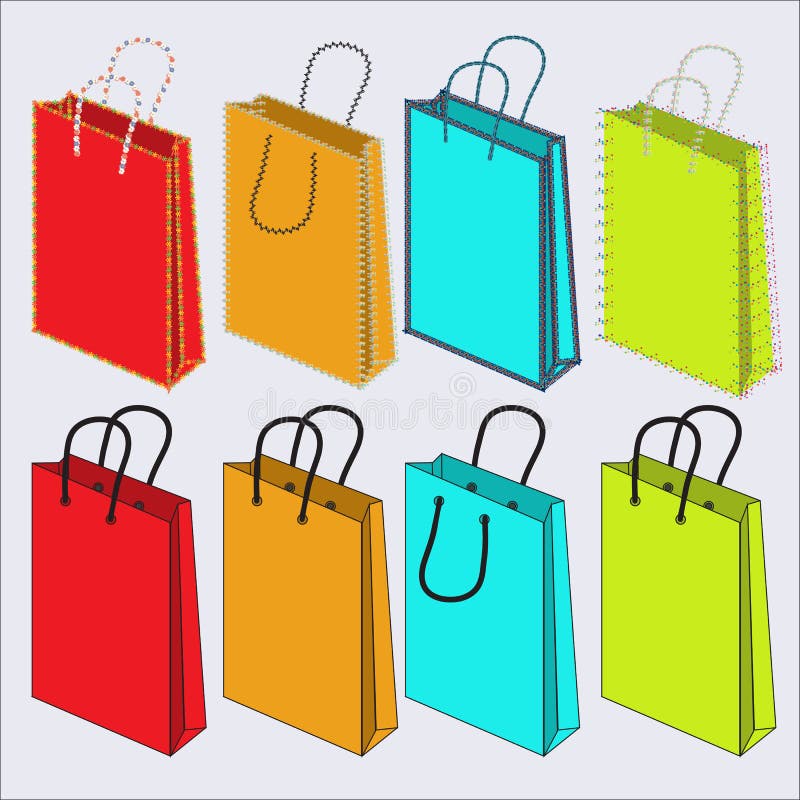 Set of multi-colored bags stock vector. Illustration of design - 62801415