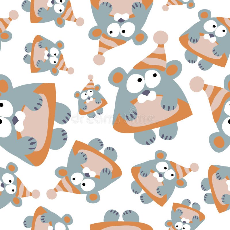 A Set of Multi-colored Bears in Retro Style, Seaml Stock Vector ...