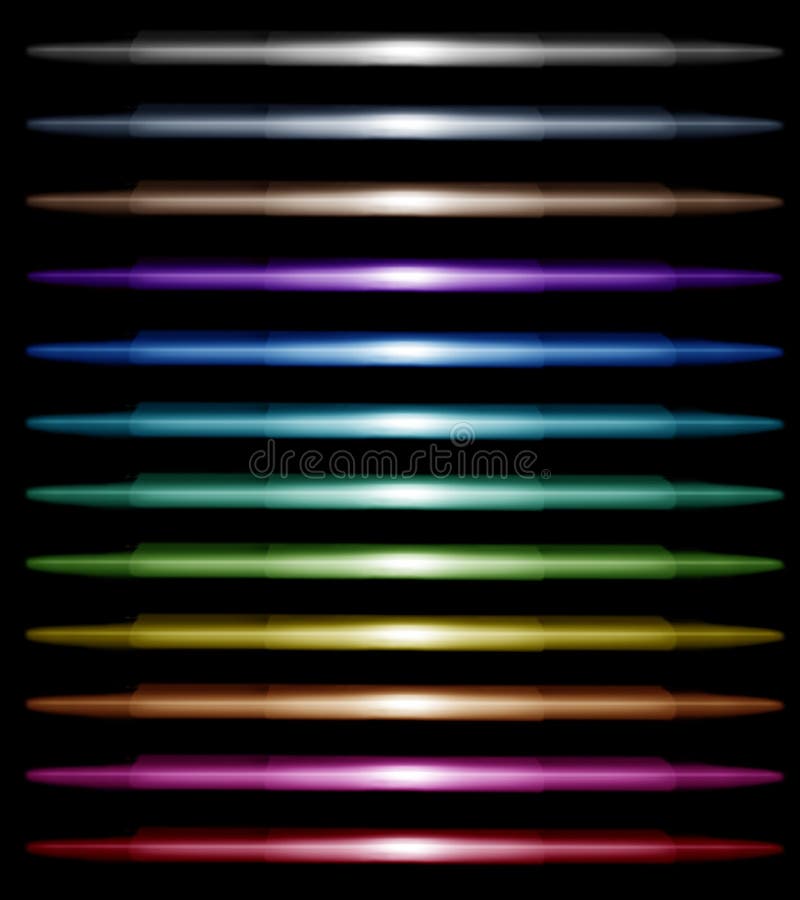 Set of Multi-colored Bright Neon Lines on Black Stock Illustration ...