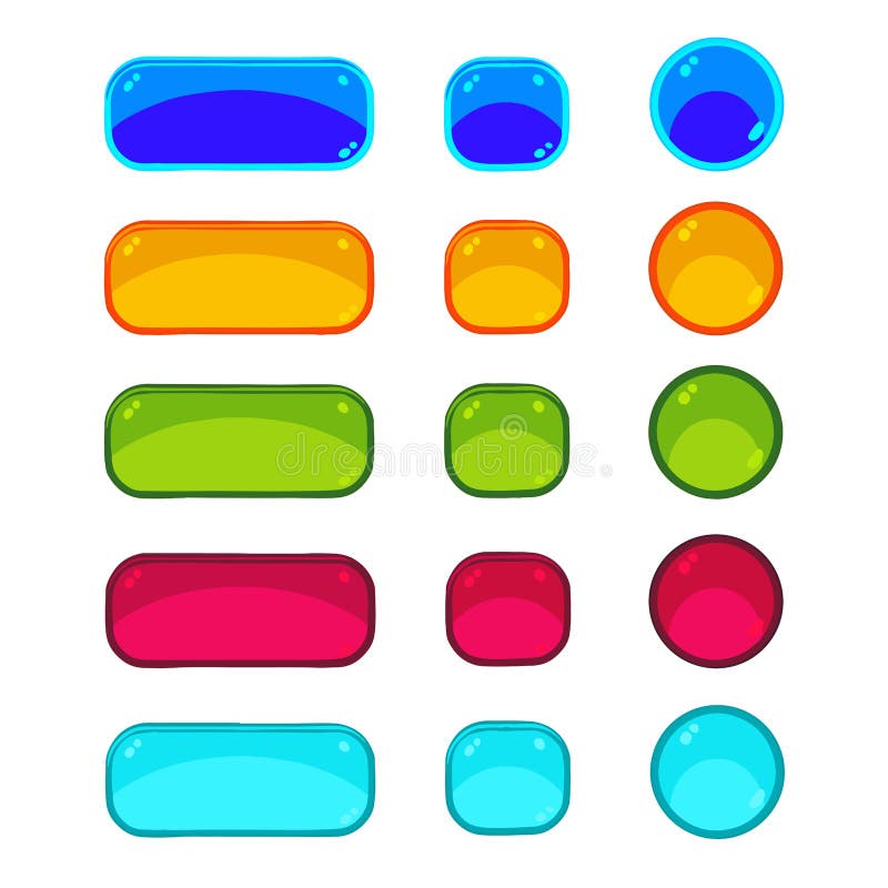 Set of Multi-colored Buttons of Different Shapes for a Game or Website ...
