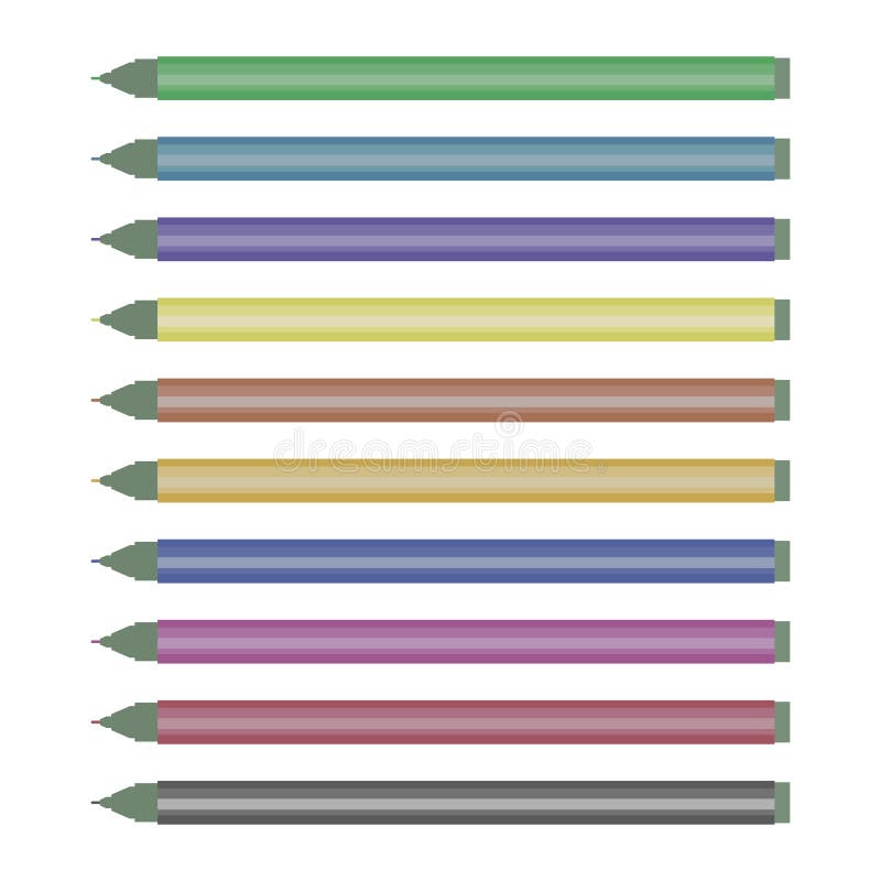Set of Multi-colored Colored Markers Shiny without Caps Isolated on ...