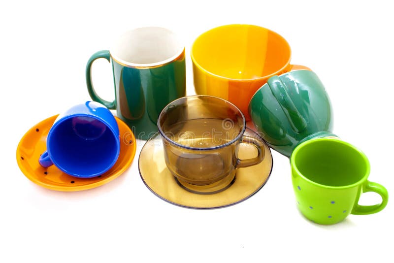 Set of multi-colored cups stock image. Image of ware - 27176757